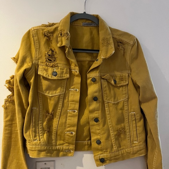 Carmar | Jackets & Coats | Ripped Yellow Jean Jacket | Poshmark